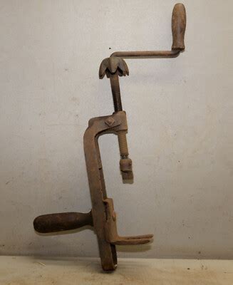Rare Antique Hand Crank Drill Press Collectible Early Boring Drilling