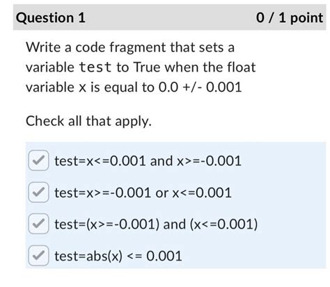 Solved Write A Code Fragment That Sets A Variable Test To Chegg