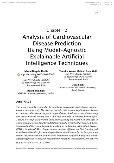Pdf Analysis Of Cardiovascular Disease Prediction Using Model Agnostic Explainable Artificial