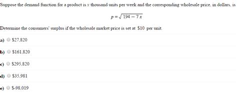 Solved Suppose The Demand Function For A Product Is X