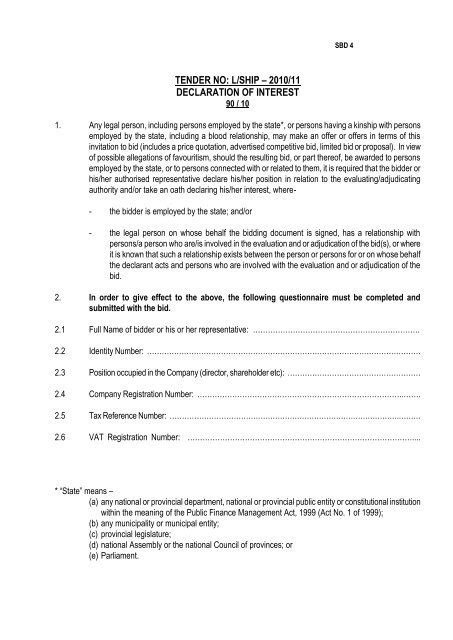 Bid Evaluation Report Declaration Of Interest Tsili And S 48 Off