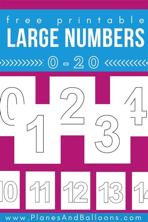 Free Large Printable Numbers 1 20 Pdf Large Numbers For Printing