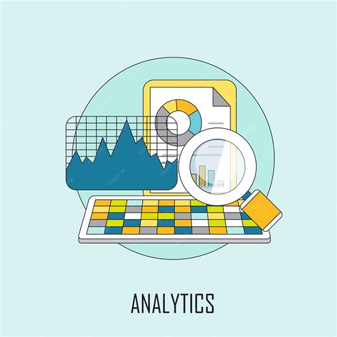 Premium Vector Analytics Concept Data And Magnifying Glass In Line Style