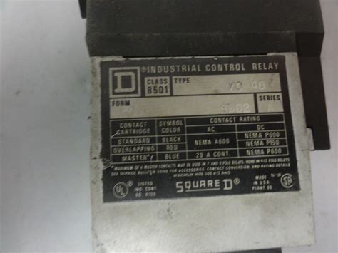 Square D Control Relay Class 8501 Type X0 40 Series A