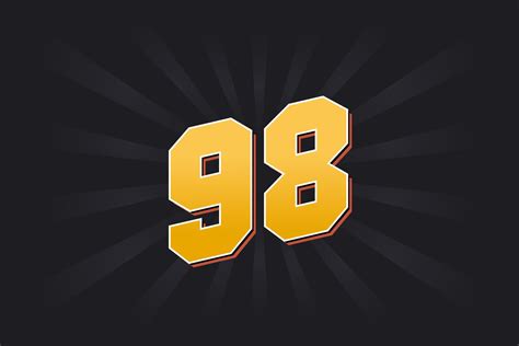 number 98 vector font alphabet yellow 98 number with black background