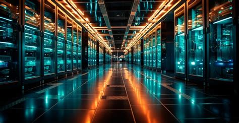 Premium AI Image Network Of Connections In Servers Data Storage