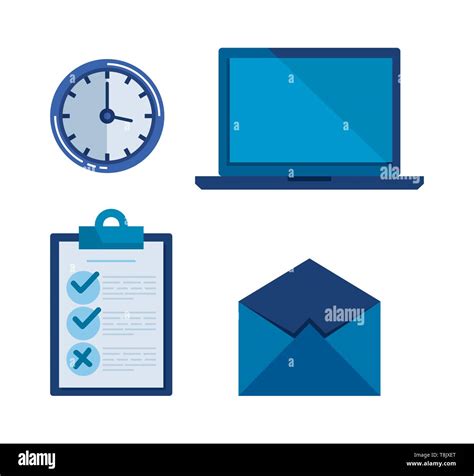 Set Document Check List With Laptop And Clock Stock Vector Image Art Alamy