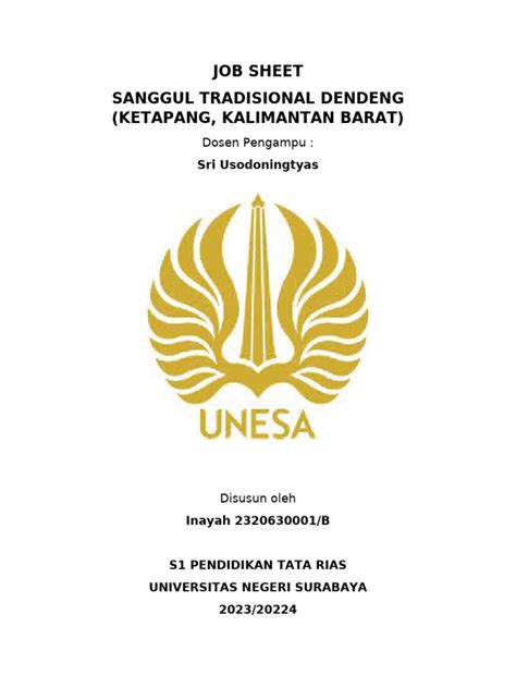 Jobsheet Sanggul Dendeng Kalimantan Barat Pdf