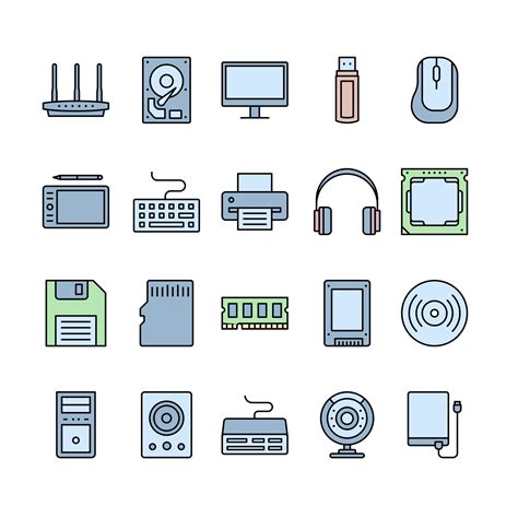 Computer Hardware Filled Outline Icon Set Vector Art At Vecteezy
