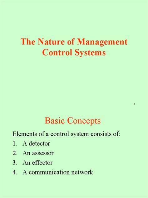 Management Control Systems Detectors Assessors Effectors