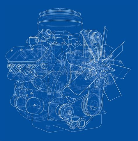 Engine Sketch 3d Illustration Stock Illustration Illustration Of