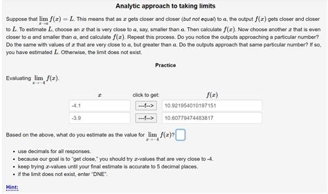 Solved Analytic Approach To Taking Limits A Suppose That Chegg