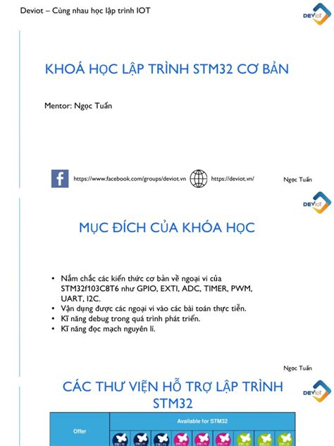 Stm32 Cơ Bản Buổi 1 Tổng Quan Về Khóa Học Pdf