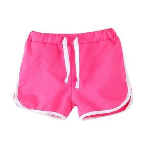 Regular Wear Pink Girls Plain Cotton Shorts Size 26 32 Waist Size