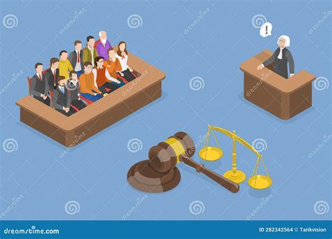 3d Isometric Flat Vector Conceptual Illustration Of Jury In Court Trial