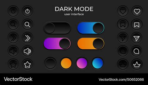 Dark Mode Ui Simple Elegant Minimalist Set Vector Image