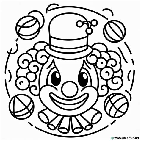 Coloriage d une tête de clown jongleur à Télécharger ou à Imprimer