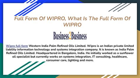 Full Form Of Wipro What Is The Full Form Of Wipro B2b By Business2
