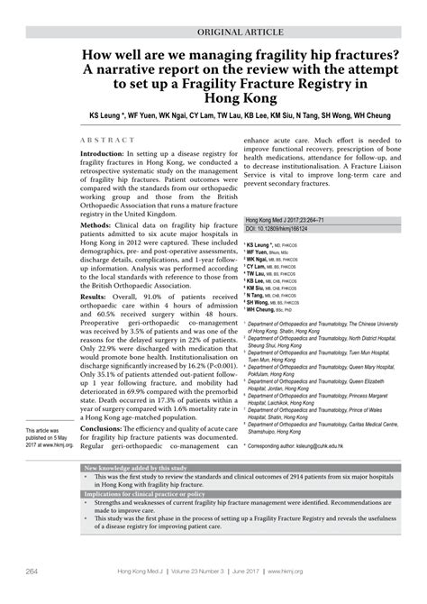 Pdf How Well Are We Managing Fragility Hip Fractures A Narrative Report On The Review With