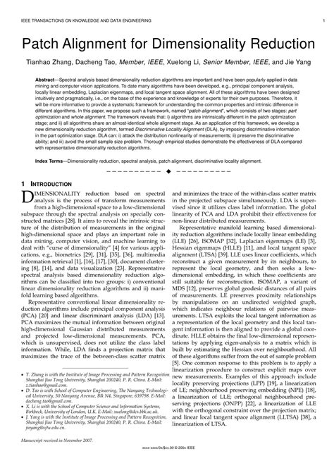 Pdf Patch Alignment For Dimensionality Reduction
