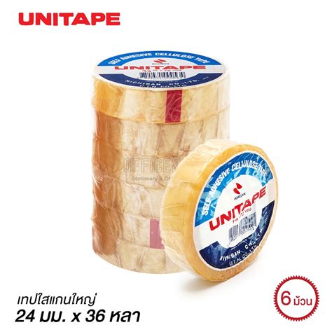 เทปใสแกนใหญ่ สก็อตเทป Unitape แกน 3 นิ้ว ยูนิ ขนาด 1 นิ้ว 1 2 นิ้ว 3 4 นิ้วยาว 36 หลา 1 แพ