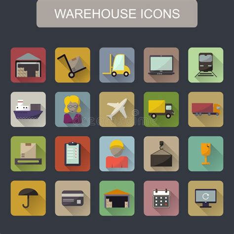 Warehouse Transportation And Delivery Icons Flat Set Stock Vector