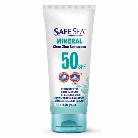 Safe Sea Zinc Oxide Sunscreen Spf50 Clear Mineral Face Sunscreen