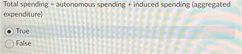 Solved Total Spending ﻿autonomous Spending ﻿induced