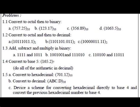 Solved Problems 11 Convert To Octal Then To Binary A