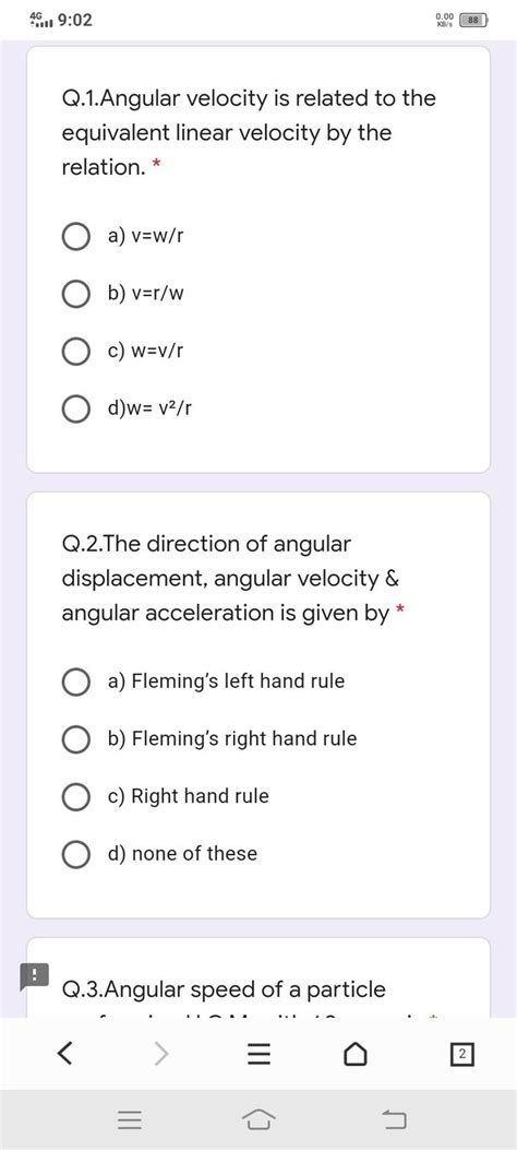 Q1 Angular Velocity Is Related To The Equivalent Linear Velocity By The