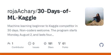 github rojaachary 30 days of ml kaggle machine learning beginner to