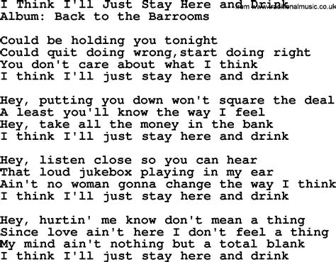 I Think Ill Just Stay Here And Drink By Merle Haggard Lyrics