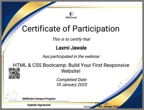 Hello 👋 🎉 I Have Successfully Completed Webinar Html And Css Bootcamp