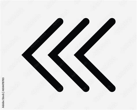 Triple Left Arrow Icon Pointer Path Route Direction Navigation Black White Road Traffic Sign