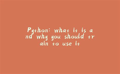 Python what it is and why you should train to use it 拾光赋