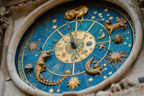 Premium Photo Antique Astronomical Clock With Zodiac Signs