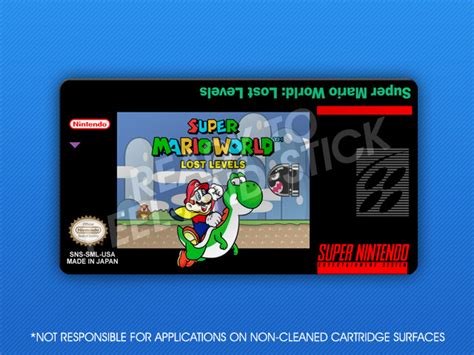 Snes Super Mario World Lost Levels Label Retro Game Cases