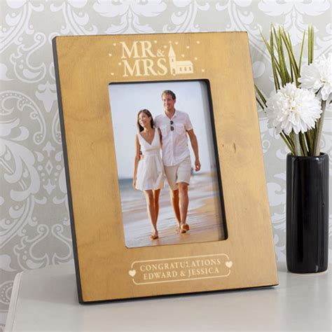 Personalised Mr Mrs Church Design Wooden Photo Frame The Gift