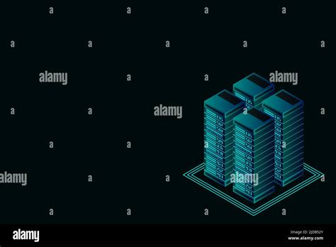 Server Room Isometric Vector Futuristic Technology Of Data Protection