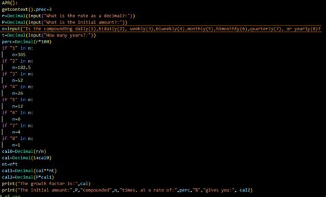 Solved Python Question So I Am Trying To Make An APR Chegg