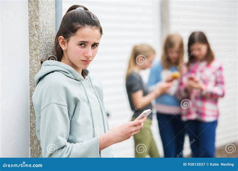 Pre Teen Girl Being Bullied By Text Message Stock Image Image Of