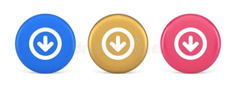 Down Arrow Circle Frame Button Web Interface Pointer Navigation App 3d