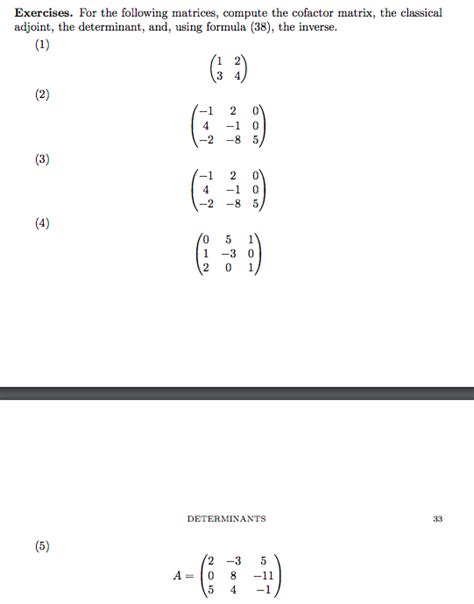 solved exercises for the following matrices compute the