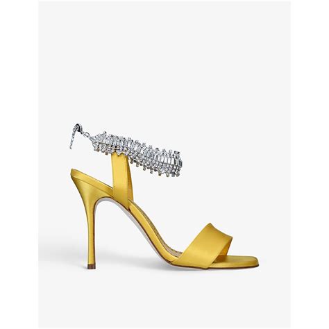 Manolo Blahnik Parinasan 105 Crystal Embellished Satin Heeled Sandals