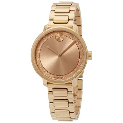 Movado Bold Gold Dial Gold Ion Plated Mesh Watch Rose Gold Watches Silver Watches