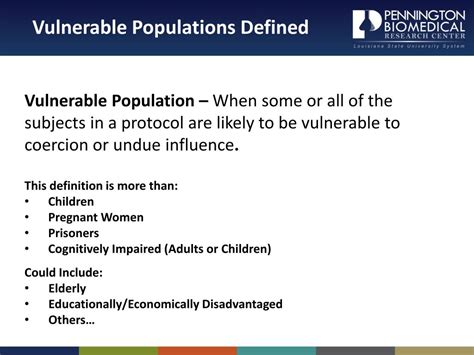 Vulnerable People Definition