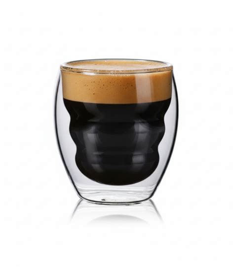 Double Wall Espresso Cups 80ml Set Spiral Thread Design Borosilicate