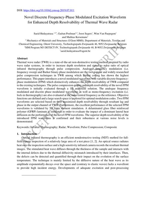 pdf novel discrete frequency phase modulated excitation waveform for
