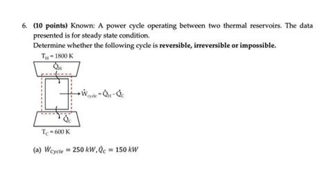 solved 6 10 points known a power cycle operating between
