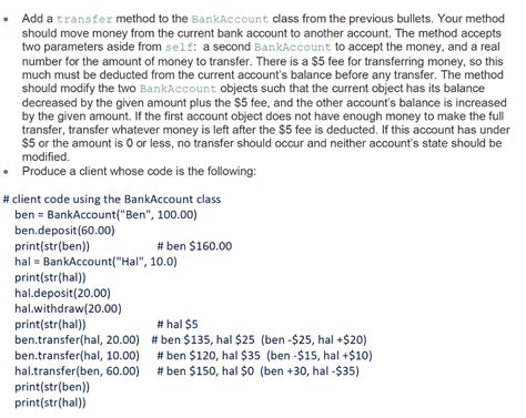 Solved Modify The Bankaccount Class Shown Below That Adds